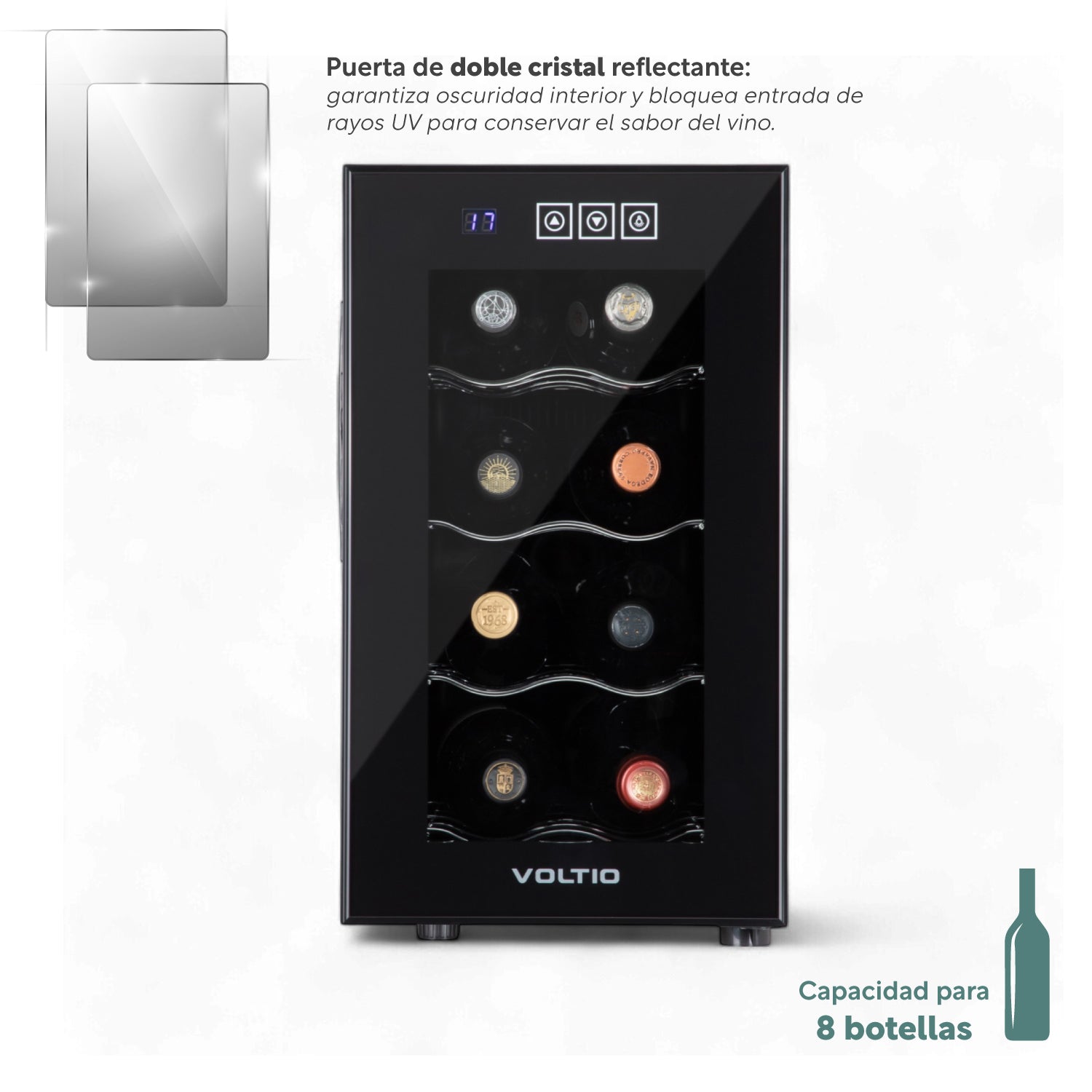 Cava Enfriador De Vinos 8 Botellas Frigobar Bebidas 110-120V - Somos Reyes